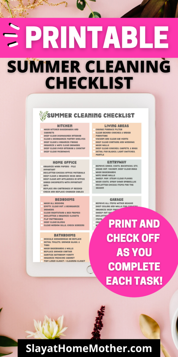 Summer Cleaning Checklist - Free Printable Home Cleaning Checklist